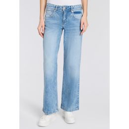 5-Pocket-Jeans Herrlicher "Edna Denim", Damen, Gr. 27, L&auml;nge 32, sky worn, Denim/Jeans, Obermaterial: 99% Baumwolle, 1% Elasthan, Jeans 5-Pocket-Jeans, Flared Fit mit mittlerer Leibh&ouml;he