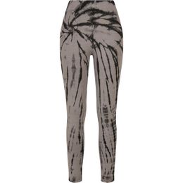 Leggings Urban Classics "Urban Classics Damen Ladies Cotton Tie Dye High Waist Leggings", Damen, Gr. 4XL, US-Gr&ouml;&szlig;en, schwarz, asphalt, 95% Baumwolle, 5% Elasthan, slim fit, Hosen Leggings