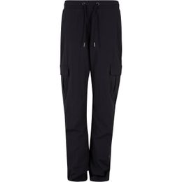 Cargohose Urban Classics "Urban Classics Damen Ladies Nylon Cargo Pants", Damen, Gr. XL, US-Gr&ouml;&szlig;en, schwarz, 100% Polyamid, unifarben, relaxed fit, Hosen Cargohose