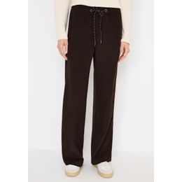 Jogger Pants Cecil, Damen, Gr. XXL, L&auml;nge 30, tartufo braun, Stoff, 97% Polyester, 3% Elasthan, unifarben, loose fit lang, Hosen, High Waist