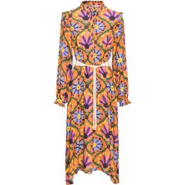 farm um's herz Midi-Kleid mit floralem Allover-Print Cognac (Gr&ouml;&szlig;e: XL)