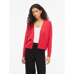 Cardigan Vila "VIRIL SHORT L/S KNIT CARDIGAN-NOOS", Damen, Gr. M, hibiscus detail:schwarz melange, Feinstrick, Obermaterial: 50% Viskose, 27% Nylon, 23% Polyester, meliert, regular fit kurz, V-Ausschnitt, Rippstrickb&uuml;ndchen, Strickjacken