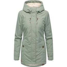 Winterjacke Ragwear "Monadena Parka YOUMODO", Damen, Gr. 4XL (48), graugr&uuml;n, Obermaterial: 68% Baumwolle, 32% Nylon; Innenfutter: 100% Polyester; Wattierung: 100% Polyester, figurbetont Po-bedeckend, hoch geschlossener Ausschnitt, verstellbar Rippstrickb&uuml;ndchen mit Druckknopf, Jacken Winterjacke, Warmer Kurzmantel mit Kapuze