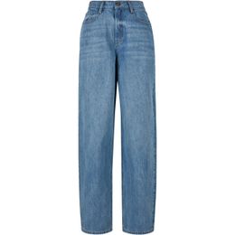 Bequeme Jeans Urban Classics "Urban Classics Damen Ladies High Waist 90&acute;S Wide Leg Denim Pants", Damen, Gr. 31, Normalgr&ouml;&szlig;en, midstone washed, 100% Baumwolle, unifarben, Jeans