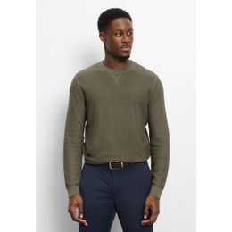 Strickpullover OLYMP "OLYMP Casual Strick", Herren, Gr. M, oliv, 100% Baumwolle, Pullover Strickpullover