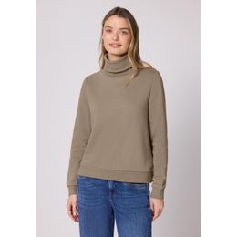 Street One Damen Sweatshirtlight terra mocha, Gr. 46, unifarben, Sweatware, 85% Baumwolle, 15% Polyester, Sweatshirts, mit Stehkragen
