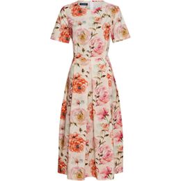 Highmoor Halbarm-Kleid mit Rosendruck Creme/Pink (Gr&ouml;&szlig;e: 34)
