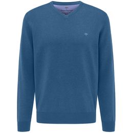 Strickpullover Fynch-Hatton "Fynch-Hatton Pullover mit V-Kragen", Herren, Gr. S (48), blau (azur), Strick, Obermaterial: 100% Baumwolle, unifarben, bequem h&uuml;ftbedeckend, V-Ausschnitt, Flachstrickb&uuml;ndchen, Pullover Strickpullover, aus Baumwolle, mit V-Ausschnitt, bequeme Passform