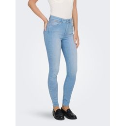 High-waist-Jeans Only "ONLBLUSH HW SKINNY ANK DNM REA008 NOOS", Damen, Gr. L, L&auml;nge 32, light blau denim, Denim/Jeans, Obermaterial: 91% Baumwolle, 5% Polyester, 4% Elasthan, unifarben, skinny fit kn&ouml;chellang, Jeans High-Waist-Jeans, Bleach Wash f&uuml;r einen Faded-Look