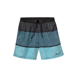 Badeshorts Bench. "Mac Kids", Jungen, Gr. 170/176, N-Gr, schwarz (schwarz, blau), Microfaser, Polyester, Badehosen Badeshorts, mit Melangeoptik