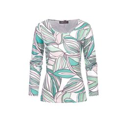 Longsleeve CLOUD 5IVE "CLOUD 5IVE Langarm Top mit Bl&auml;tter Print", Damen, Gr. M, gr&uuml;n, 92% Polyester, 8% Elasthan, bedruckt, normal, Rundhals, Shirts