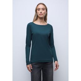 Street One Damen Langarmshirttide blau, Gr. 42, unifarben, Web, Obermaterial: 50% Baumwolle, 50% Modal; Futter: 100% Baumwolle, Shirts, im soften
