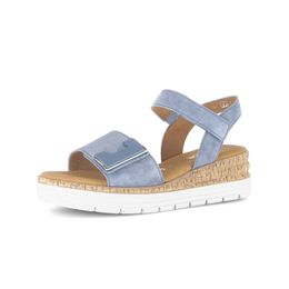 Plateausandaletten Gabor "Plateau Sandale Rauleder", Damen, Gr. 35,5, blau, Schuhe