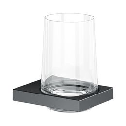 KEUCO Glashalter Edition 11 11150, komplett m.Echtkristall-Glas,Schwarzchrom geb., 11150139000 11150139000