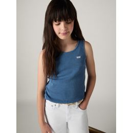 Ripptanktop LEVI'S KIDS "LVG MEET AND GREET RIBBED TANK", M&auml;dchen, Gr. 10 (140), blaus cruise, Obermaterial: 96% Baumwolle, 4% Elasthan, Rundhals, Tops, for GIRLS