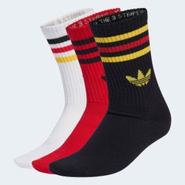 Sportsocken adidas originals "3S CREW S 3P", Herren, Gr. L, wei&szlig;, better scarlet, schwarz, Obermaterial: 49% Baumwolle, 48% Polyester, 2% Elasthan, 1% Polyamid, Socken Sportsocken, f&uuml;r Laufen, kn&ouml;chellang, mit 3-Streifen und Trefoil Logo