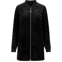 Allwetterjacke Urban Classics "Urban Classics Damen Ladies Long Velvet Jacket", Damen, Gr. S, schwarz, 100% Polyester, unifarben, normal, amerikanischer Ausschnitt, Jacken