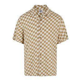 Kurzarmhemd Urban Classics "Urban Classics Herren Viscose AOP Resort Shirt", Herren, Gr. L, US-Gr&ouml;&szlig;en, khakicheck, 100% Viskose, normal, Hemden
