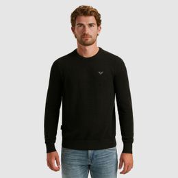 PME-Legend Rundhalspullover PME LEGEND, Herren, Gr. XL, schwarz, Web, Obermaterial: 50% Baumwolle, 50% Modal, unifarben, regular fit normal, Rundhals, Rippb&uuml;ndchen, Pullover Rundhalspullover, mit Logo Stickerei