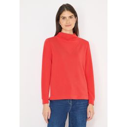 Langarmshirt Cecil, Damen, Gr. L (42), pumkin orange, Stoff, 47% Modal, 45% Polyester, 8% Elasthan, unifarben, normal normal, hoch geschlossener Ausschnitt, B&uuml;ndchen, Shirts Langarmshirt, mit gro&szlig;em Kragen