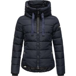 Steppjacke Navahoo "Amayaa", Damen, Gr. L (40), blau (navy), Oberstoff: 100% Polyester; Futter: 100% Polyester; Wattierung: 100% Polyester; &Auml;rmelfutter: 100% Polyester, figurumspielend h&uuml;ftbedeckend, hoch geschlossener Ausschnitt, &Auml;rmel ohne &Auml;rmelschlitz Rippstrickb&uuml;ndchen, Jacken Steppjacke, stylische Damen Winterjacke mit coolen Applikationen