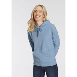 Kapuzensweatshirt Fruit of the Loom "Classic hooded Sweat Lady-Fit", Damen, Gr. M (38), blau (hellblau), Sweatware, Obermaterial: 80% Baumwolle, 20% Polyester, unifarben, figurumspielend h&uuml;ftlang, Rundhals, B&uuml;ndchen, Sweatshirts, mit K&auml;ngurutaschen