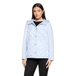 Wolljacke Betty Barclay "Damen mit Kapuze", Damen, Gr. 40, ether blau melange, Obermaterial: 100% Polyester; Besatz: 100% Polyamid; F&uuml;llung: 100% Polyester, gerade, Jacken