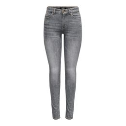 Skinny-fit-Jeans Only "ONLBLUSH MID WAIST SKINNY DNM DOT", Damen, Gr. XL, L&auml;nge 32, grau denim, Denim/Jeans, Obermaterial: 92% Baumwolle, 6% Elastomultiester, 2% Elasthan, unifarben, skinny fit lang, Jeans