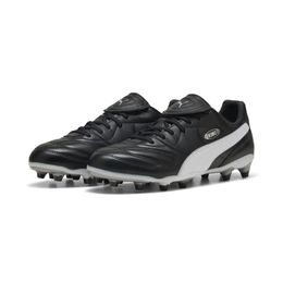 Fu&szlig;ballschuh Puma "KING LIGA FG/AG Fu&szlig;ballschuhe Erwachsene", Damen, Gr. 42.5, schwarz silber wei&szlig; metallic, Obermaterial: Kuhleder, Synthetik. Futter: Textil, Synthetik. Innensohle: Textil. Laufsohle: Synthetik, Schuhe Fu&szlig;ballschuh