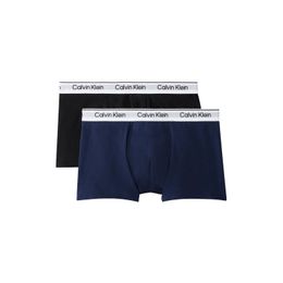 Trunk "2PK TRUNK", Kinder, Gr. 164/170, 2 Stk., schwarz (schwarz, blau), Jersey, Obermaterial: 95% Baumwolle, 5% Elasthan, Calvin Klein Underwear, unifarben, k&ouml;rpernah, Unterhosen, mit Logobund