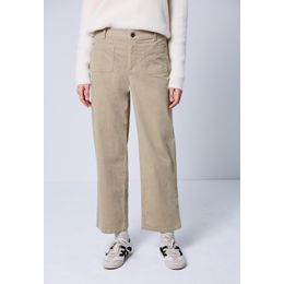 Cordhose STREET ONE STUDIO, Damen, Gr. 38, L&auml;nge 28, schwarz morn beige, Cord, 98% Baumwolle, 2% Elasthan, unifarben, comfort fit kn&ouml;chellang, Hosen Cordhose, High Waist