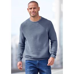 Strickpullover AUTHENTIC LE JOGGER, Herren, Gr. S (44/46), blau, Strick, Obermaterial: 100% Baumwolle, unifarben, regular fit normal, Rundhals, B&uuml;ndchen, Pullover Strickpullover, mit Double-Layer Optik, Pullover aus reiner Baumwolle