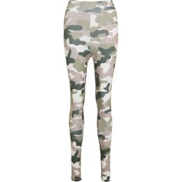 Leggings Urban Classics "Urban Classics Damen Ladies High Waist Camo Tech Leggings", Damen, Gr. L, US-Gr&ouml;&szlig;en, duskrose camo, 77% Polyester, 23% Elasthan, slim fit, Hosen Leggings