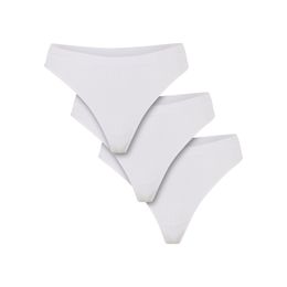 Panty Urban Classics "Urban Classics Ladies Rip Tanga 3-Pack", Damen, Gr. M, wht, wht, wht, 92% Nylon, 8% Elasthan, unifarben, Unterhosen Panty