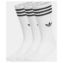 Sportsocken Adidas ORIGINALS "3-STREIFEN HIGH CREW, 3 PAAR", Herren, Gr. M (40/42), wei&szlig; (wei&szlig;, wei&szlig;, wei&szlig;), Obermaterial: 51% Baumwolle, 46% Polyester, 2% Elasthan, 1% sonstige Fasern, Socken Sportsocken, f&uuml;r verschiedene Aktivit&auml;ten, wadenlange Passform