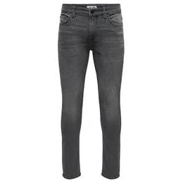 Only & Sons Slim-fit-Jeans ONLY & SONS "ONSLOOM SLIM BOX PIM DNM MU OTL", Herren, Gr. 29, L&auml;nge 30, medium grau denim, Denim/Jeans, Obermaterial: 50% Baumwolle, 30% Polyester, 18% Viskose, 2% Elasthan, Abriebeffekte, slim fit kn&ouml;chellang, Jeans Slim-fit-Jeans