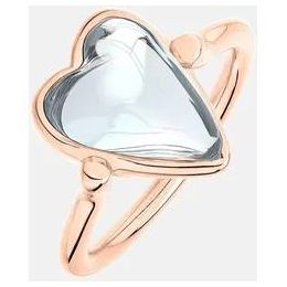 Fingerring Liebeskind Berlin "Schmuck Geschenk Glass Heart Ring" Gr. 56, ros&eacute;goldfarben, transparent, Fingerringe, Damen, 56, Edelstahl, 2mm, Fingerring, mit Glasstein