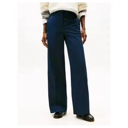 Anzughose Tommy Hilfiger "COTTON WIDE LEG PANT", Damen, Gr. 34, N-Gr, schwarz night navy, Web, Obermaterial: 65% Baumwolle, 33% Lyocell, 2% Elasthan, unifarben, l&auml;ssig geschnitten kn&ouml;chellang, Hosen Anzughose