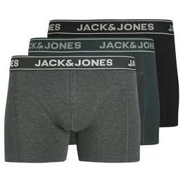 Jack & Jones Trunk JACK & JONES "JACBLACK &ndash; Boxershorts mit Stretch, Jersey und mittlerer Taille", Herren, Gr. L, 3 Stk., dunkelgrau melange pack:forest river, schwarz, Jersey, Obermaterial: 95% Baumwolle, 5% Elasthan, meliert, normal, Unterhosen, unifarben, modisch, regular fit, Jersey