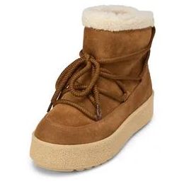 Marc O'Polo Winterboots MARC O'POLO "mit flauschigem Warmfutter", Damen, Gr. 38, cognac, Obermaterial: 100% Leder (Rind), unifarben, Schuhe Winterboots