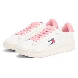 Tommy Hilfiger Plateausneaker TOMMY JEANS "ARCHIVE' 98", Damen, Gr. 37, ivory, rose, Nappaleder, Textil, unifarben mit Farbeins&auml;tzen, Basic, Schuhe Plateausneaker, Freizeitschuh, Halbschuh, Schn&uuml;rer mit Kontrastbesatz an der Ferse