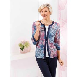 2-in-1-Shirt CLASSIC "Shirt", Damen, Gr. 40, bunt (jeansblau, altrosa, bedruckt), 95% Polyester, 5% Elasthan, gebl&uuml;mt, gemustert, mehrfarbig, Rundhals, Shirts 2-in-1 Shirt