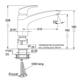 KAJA-MIX Plus Sp&uuml;ltischarmatur m. Vollhebel, umlegbar , schwenkb. Gussauslauf, velourschrom 54822-E