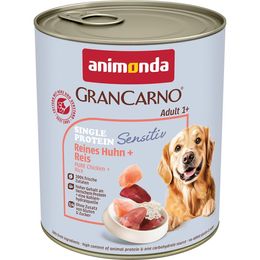 animonda GranCarno Adult Sensitiv Reines Huhn + Reis Hunde-Nassfutter getreidefrei 6x800g
