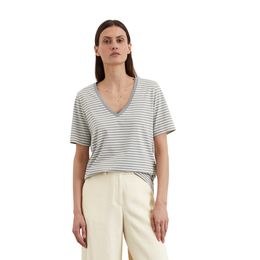 Marc O'Polo T-Shirt MARC O'POLO "aus softem Bio-Baumwoll-Jersey", Damen, Gr. XXS, me03, Obermaterial: 100% Baumwolle, gestreift, Basic, skinny fit, V-Ausschnitt, Shirts T-Shirt