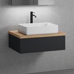 neoro n50 Unterschrank B: 80 cm mit 1 Auszug, Waschtisch B: 58 cm wei&szlig; matt,, BN0065WM+BN0412BM+BN0402W1,