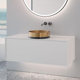 neoro n60 Unterschrank B: 120 cm mit 1 Auszug, Waschtisch gold geb&uuml;rstet/schwarz geb&uuml;rstet,, BN0734BGGM+BN0757WM,