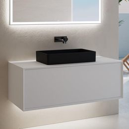 neoro n60 Unterschrank B: 120 cm mit 1 Auszug, Waschtisch schwarz matt,, BN0938BM+BN0757WM,