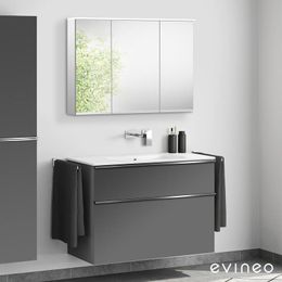 Duravit ME by Starck Waschtisch, evineo ineo4 Unterschrank B: 103 cm, mit Griff, mit Spiegelschrank f&uuml;r die Schweiz,, 23361000601+BE0267AN+BEA042MI,