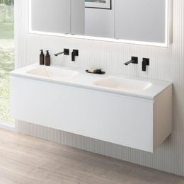 rivea Dia Unterschrank B: 161 cm mit 1 Auszug, Doppelwaschtisch ohne Hahnloch wei&szlig;,, BR0045WM+BR0805WH,